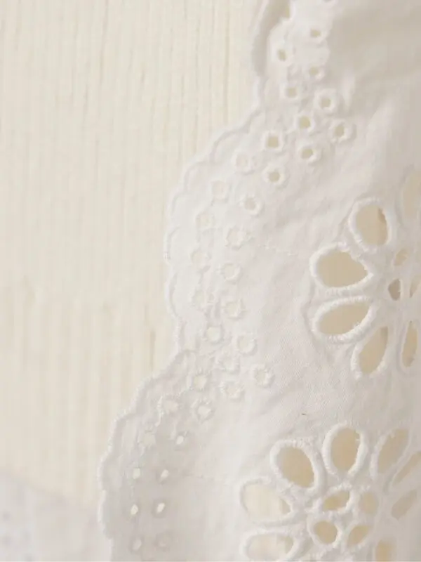 Sea Lennon Top With Embroidered Cotton Splicing