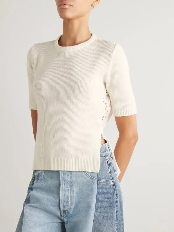 Sea Lennon Top With Embroidered Cotton Splicing