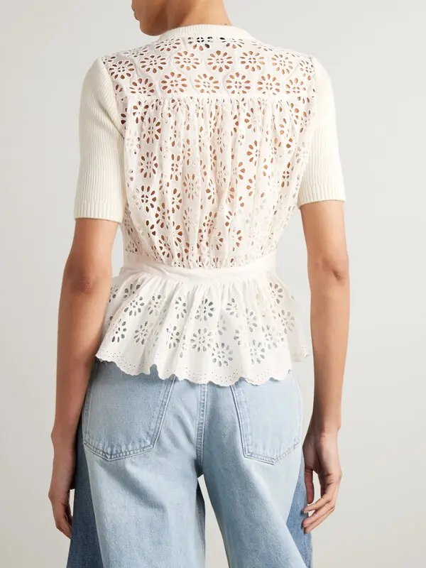 Sea Lennon Top With Embroidered Cotton Splicing