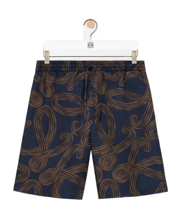 Loewe Printed Drawstring Shorts - Navy Blue/brown