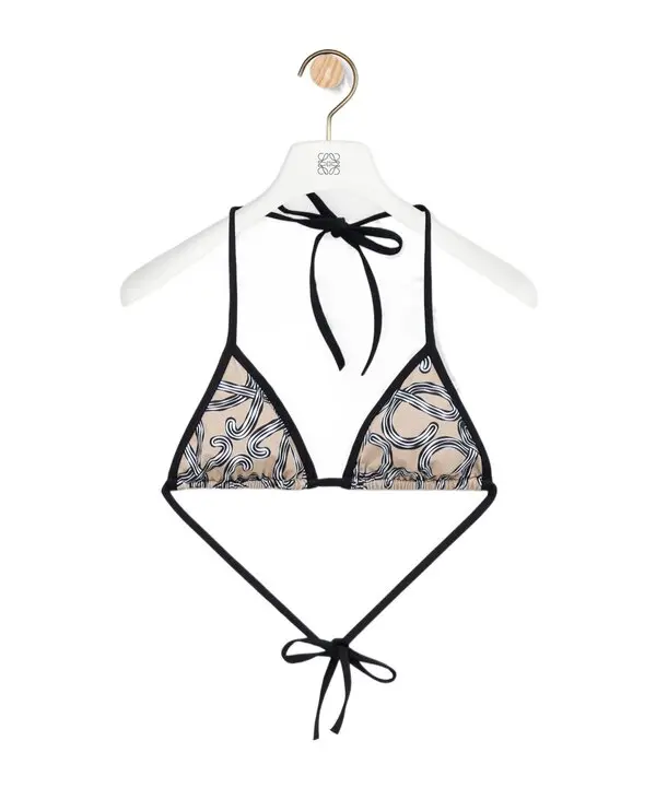 Loewe Anagram Print Triangle Bikini Top - Beige/black