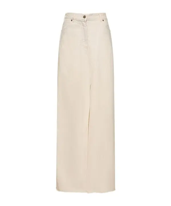 DARKPARK Emma Cotton Denim Midi Skirt - Nude