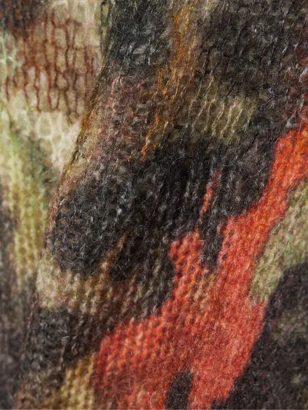 R13 Boyfriend Distressed Camouflage-print Open-knit Sweater