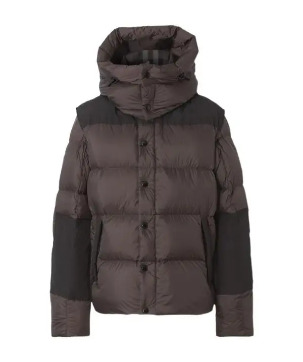 Burberry Detachable Sleeve Padded Coat - Brown