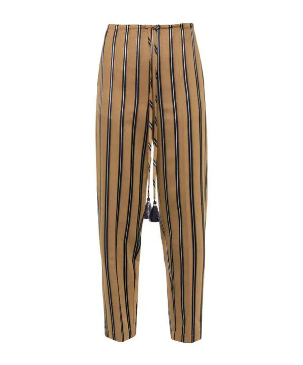 FORTE_FORTE Striped Drawstring Trousers - Brown