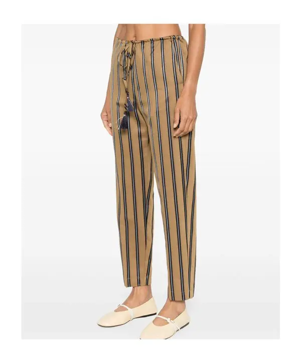 FORTE_FORTE Striped Drawstring Trousers - Brown