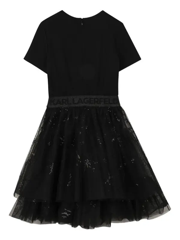 Karl Lagerfeld Sequined Tiered Dress With Ruffled Accents