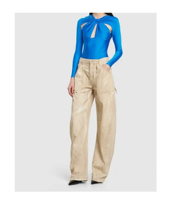 Coperni Cutout Stretch Jersey Bodysuit - Blue