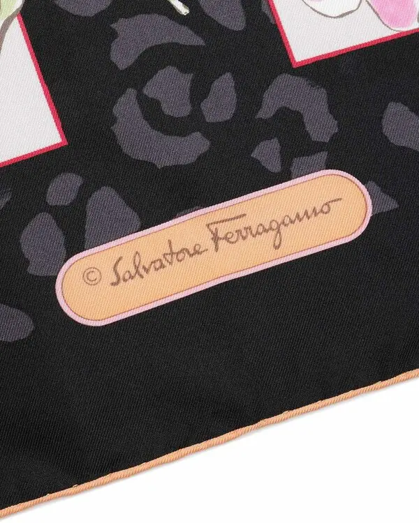 FERRAGAMO Printed Silk Scarf - Black