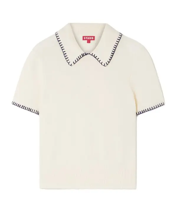 Staud Windsor Wool Blend Polo Shirt - Ivory
