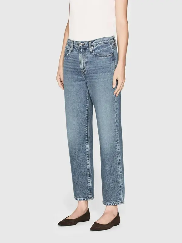 FRAME Rigid Denim Mid Rise Straight Ankle Length Jeans - Blue