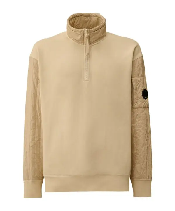 C.P. COMPANY Half-zip Quilted-panel Sweatshirt - Nude