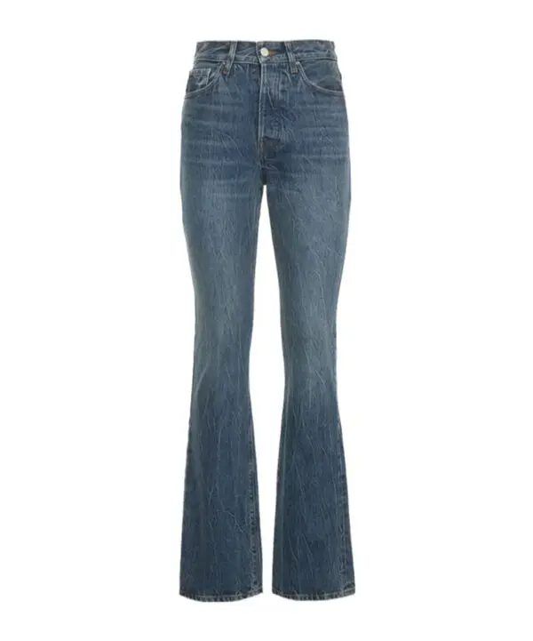 Amiri High Rise Cotton Denim Bootcut Jeans - Blue