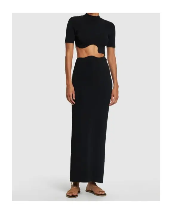 Christopher Esber High Waist Rib Jersey Skirt - Black