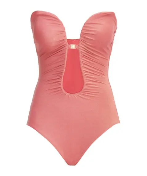 Zimmermann Rhiannon Deep Plunge 1pc Swimsuit - Dark Grey Rose