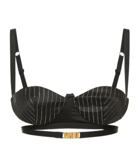 Gcds Pinstripe Satin Bra - Black