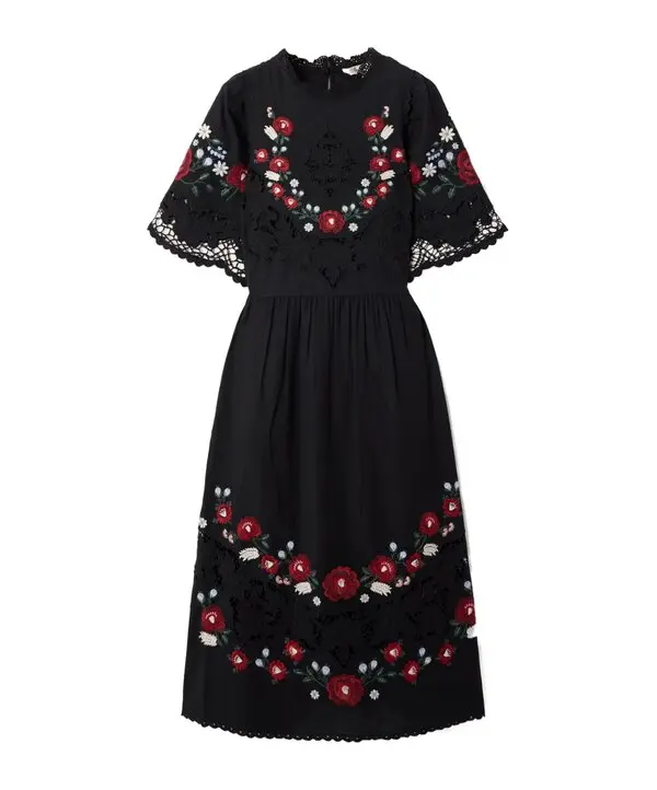 Sea Rosaline Embroidered Broderie Anglaise Cotton And Linen-blend Midi Dress