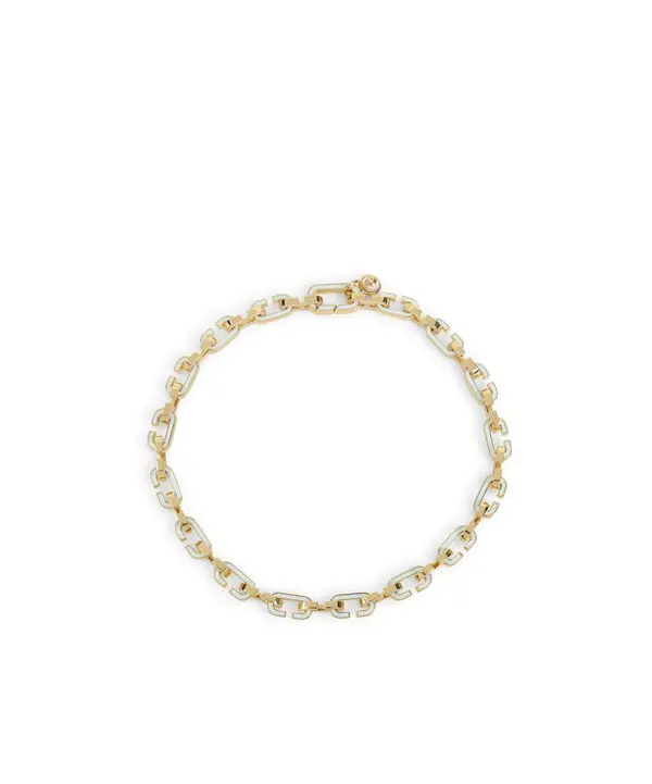 Casablanca Bijoux Enamel Link Necklace - Gold Pink Blue