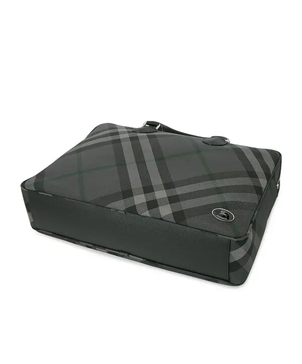 Burberry Grid Check Pattern Briefcase With Adjustable Strap - Black