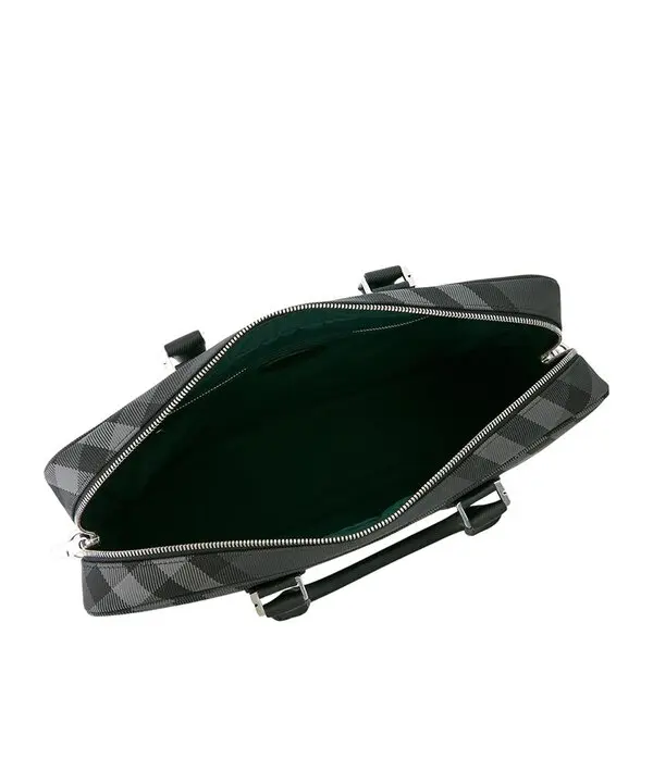 Burberry Grid Check Pattern Briefcase With Adjustable Strap - Black