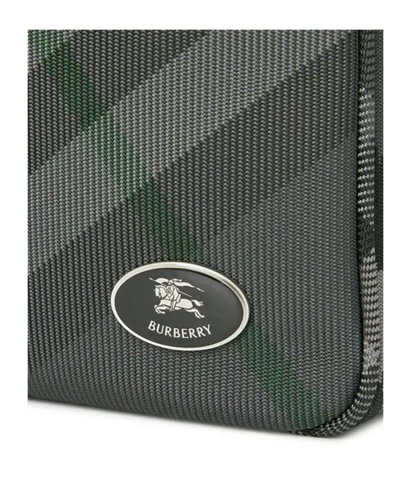 Burberry Grid Check Pattern Briefcase With Adjustable Strap - Black