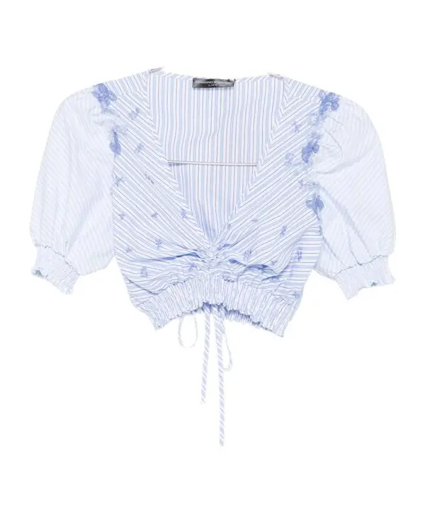 Ermanno Scervino Striped Puff Sleeve Top