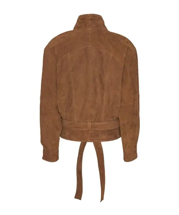 ROTATE BY BIRGER CHRISTENSEN Belted Leather Bomber Jacket