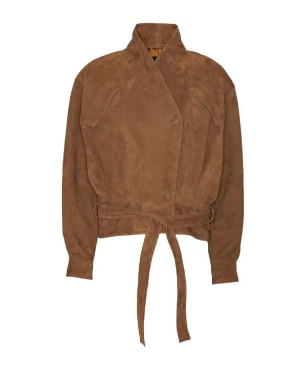 ROTATE BY BIRGER CHRISTENSEN Belted Suede Bomber Jacket - Brown