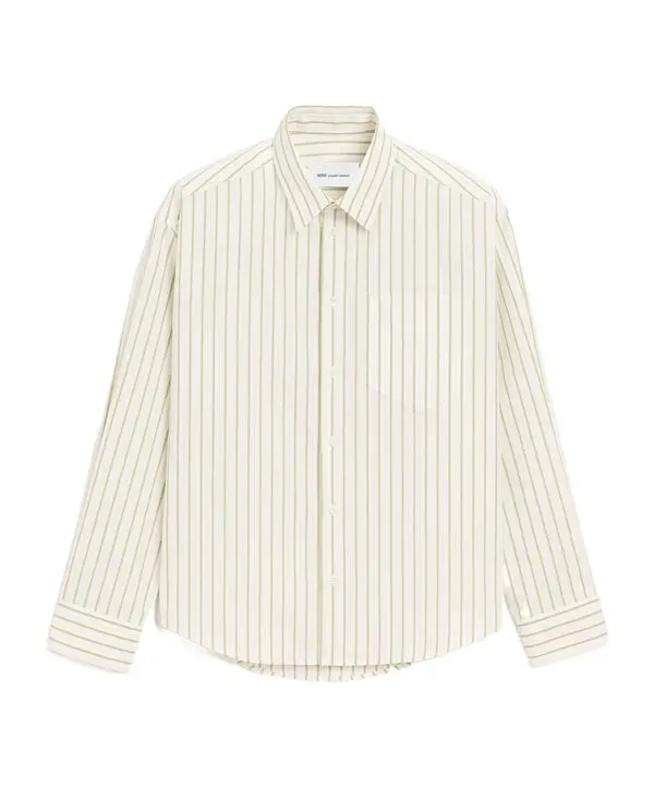 AMI Paris De Coeur Striped Boxy Shirt - White