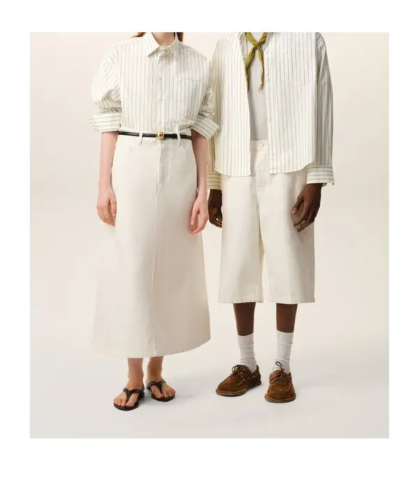 AMI Paris De Coeur Striped Boxy Shirt - White