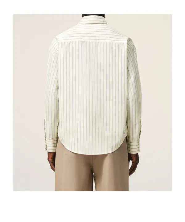 AMI Paris De Coeur Striped Boxy Shirt - White