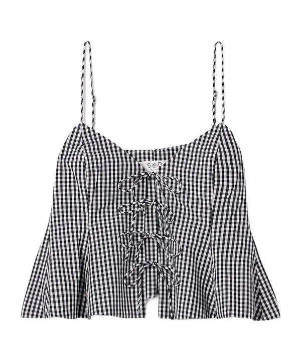 Sea Gingham Cotton-poplin Camisole - No