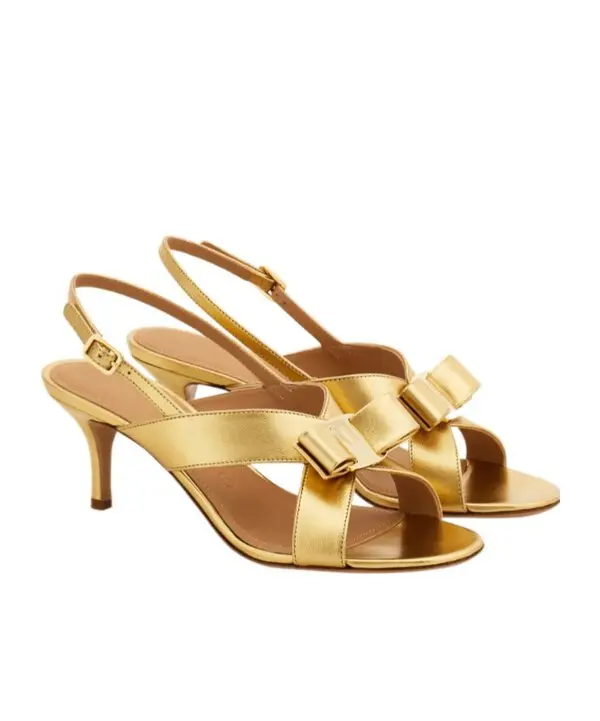 FERRAGAMO Vara Bow Slingback Sandals - Gold