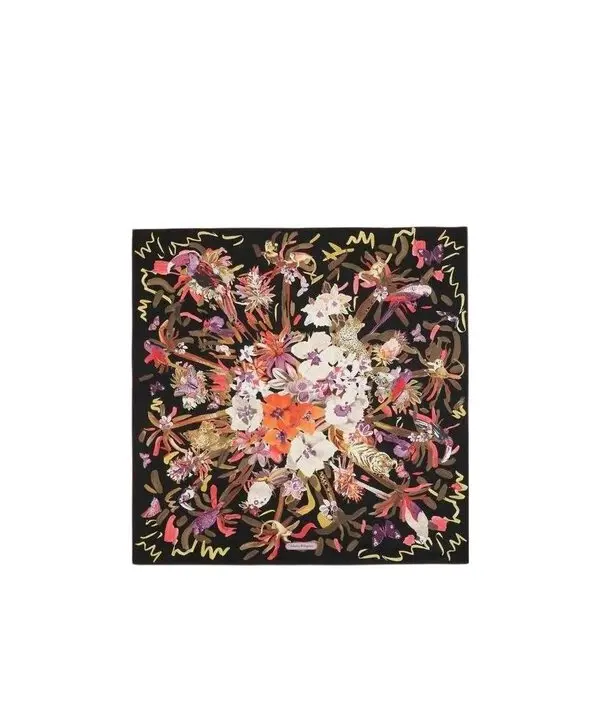 FERRAGAMO Printed Silk Scarf - Black