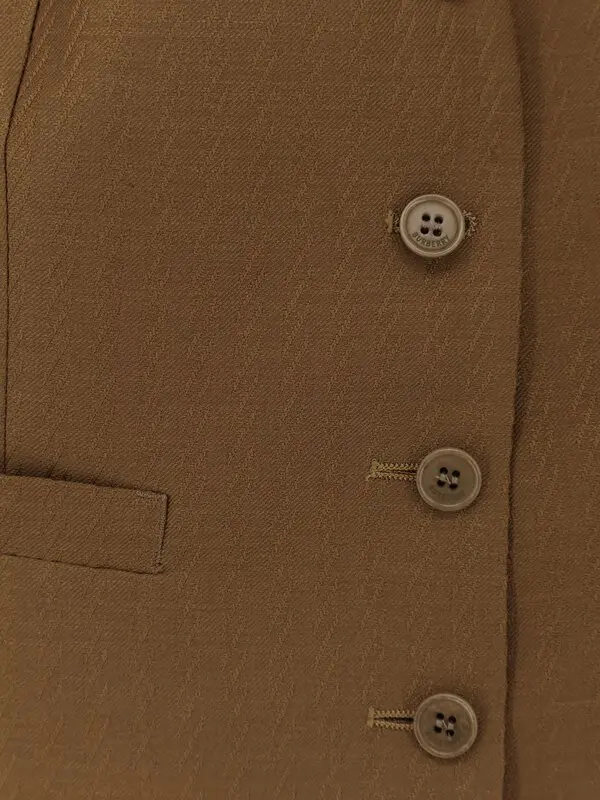 Burberry Single-breasted V-neck Tailored Waistcoat - Hazelnut Brown