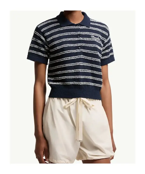 Moncler Striped Knit Polo Shirt