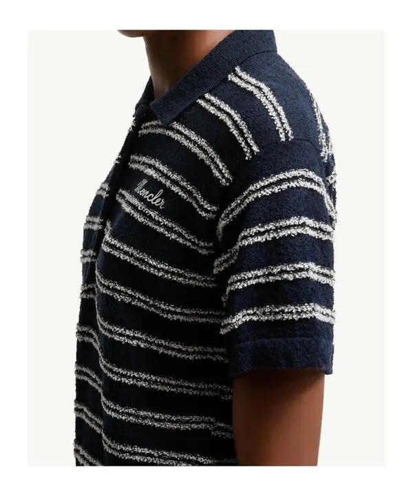 Moncler Striped Knit Polo Shirt