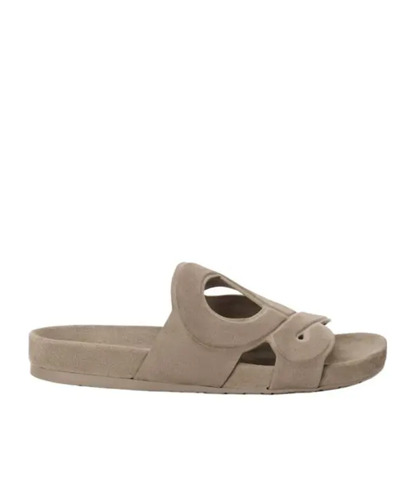 Loewe Ease Monogram Suede Slides - Limestone