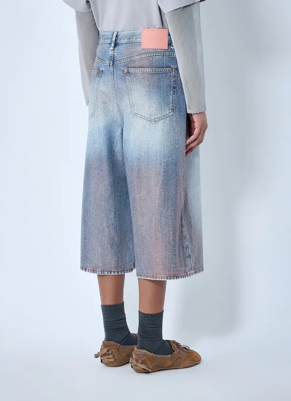 Acne Studios Judda Glitter Denim Shorts - Blue