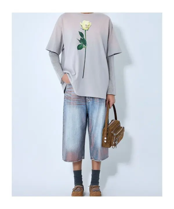 Acne Studios Judda Glitter Denim Shorts - Blue