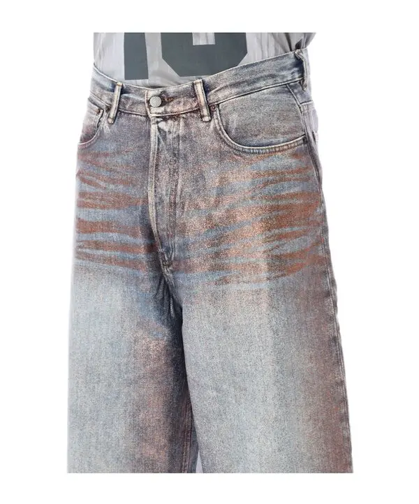 Acne Studios Judda Glitter Denim Shorts - Blue