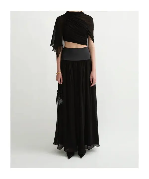 Posse Solene Draped One-shoulder Top - Black