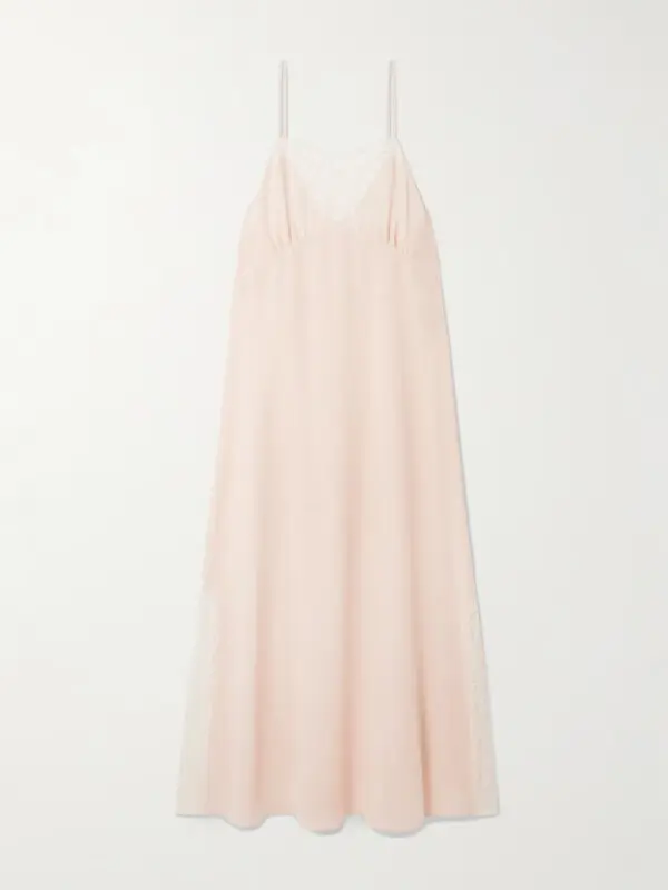 Chloé Lace-trimmed Silk Crepe De Chine Maxi Dress - No