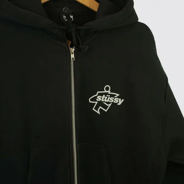 StÜssy Graphic Zip-up Hoodie - Black