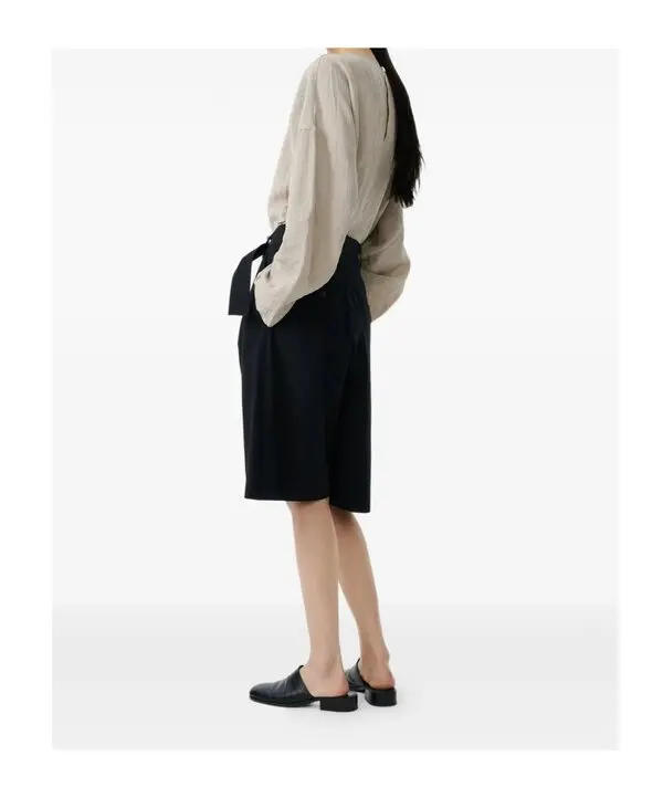 Studio Nicholson Belted Pleated Shorts - Black