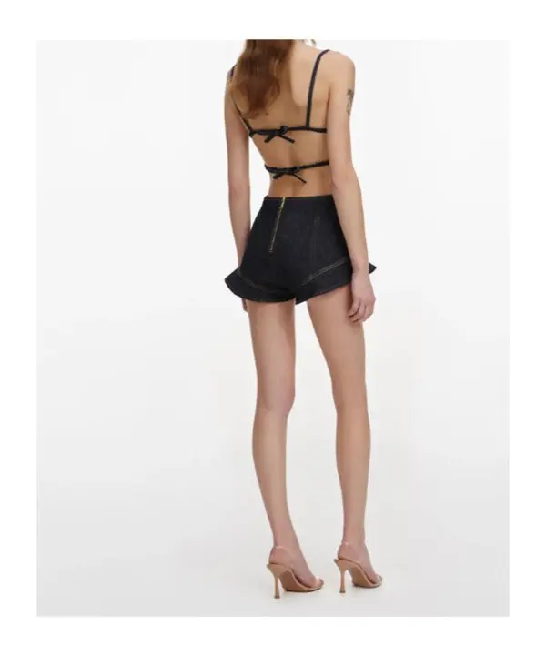 SELF-PORTRAIT Denim Bow Playsuit