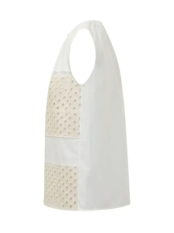 Marni Sleeveless Broderie Anglaise Top - White