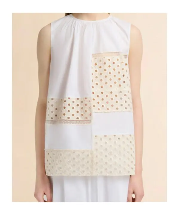 Marni Sleeveless Broderie Anglaise Top - White