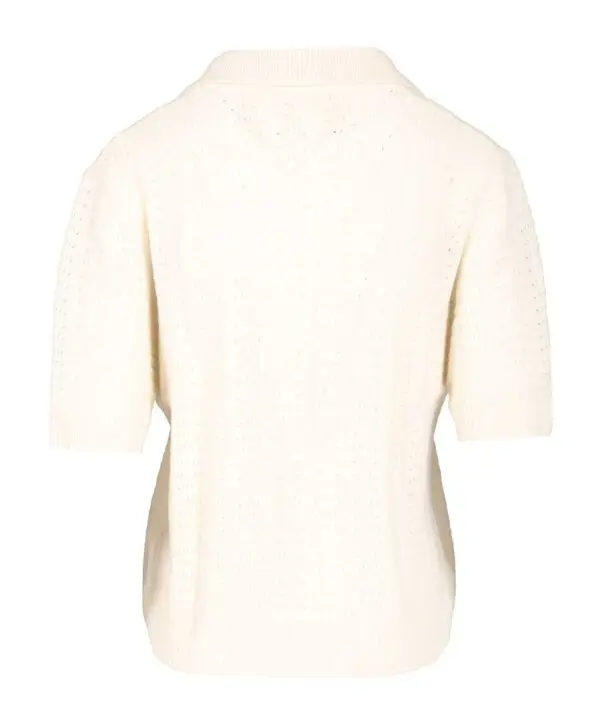 LISA YANG Pointelle Knit Polo Sweater