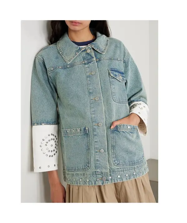 Sea Studded Two-tone Denim Jacket